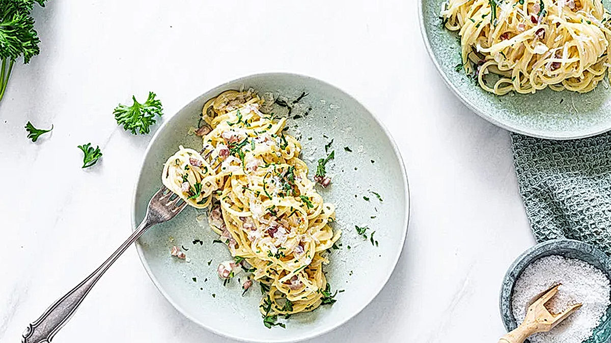 Spaghetti in Schinken-Sahne-Soße