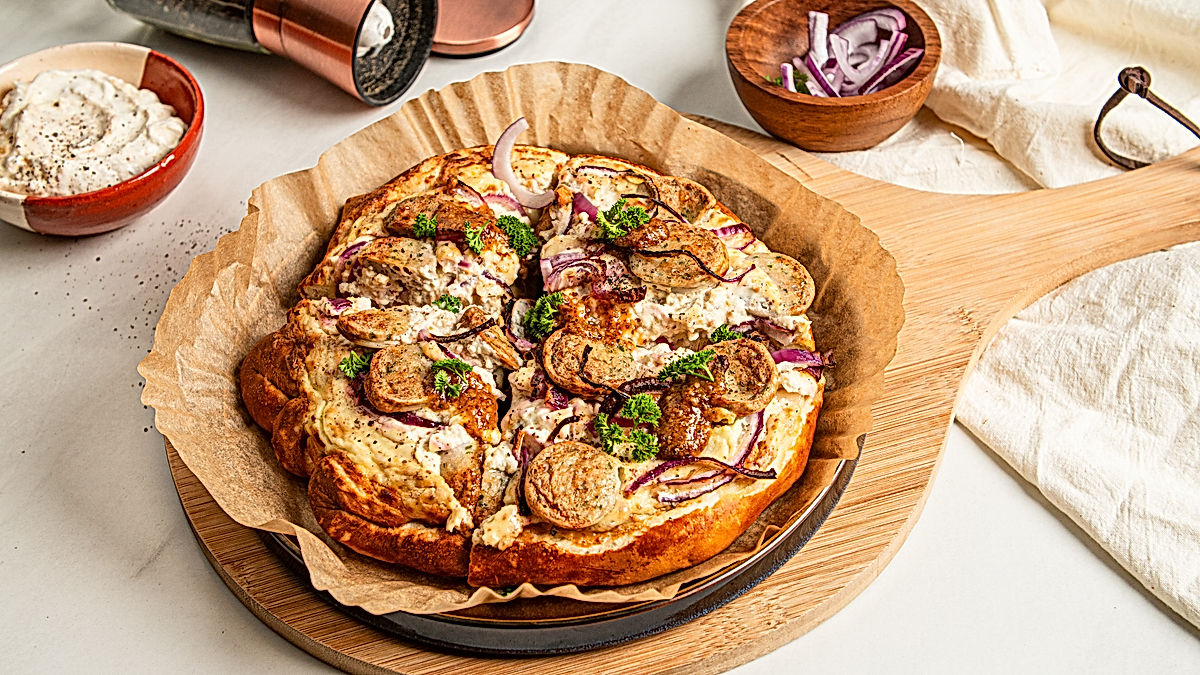 Weißwurst-Brizza aus der Heißluftfritteuse