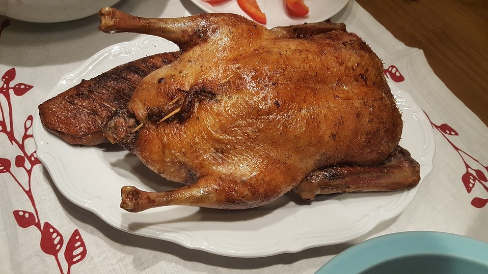 Ente mit Apfel-Orangen-Füllung nach der Niedriggarmethode von schnuffsa