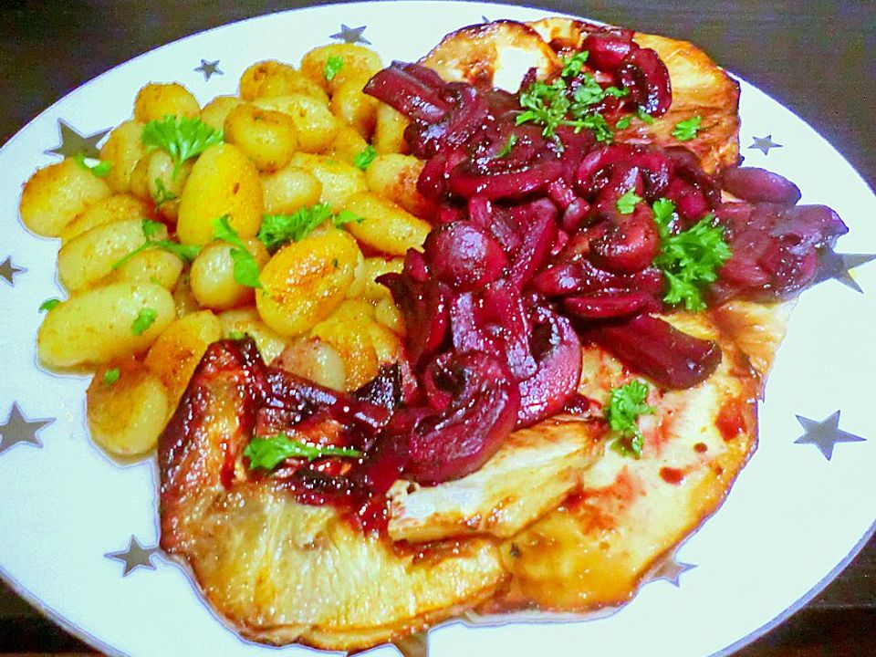 Sellerieschnitzel mit Rotweinchampignons von Scharfeschote| Chefkoch