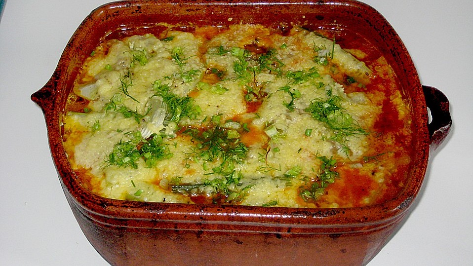 Fenchel - Gratin mit Hackfleisch von Ostseefee