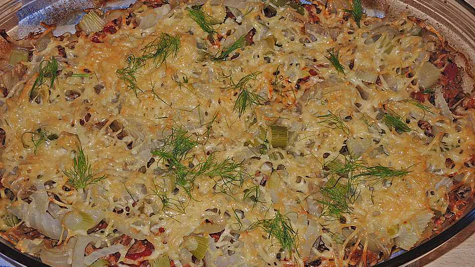 Fenchel - Gratin mit Hackfleisch von Ostseefee