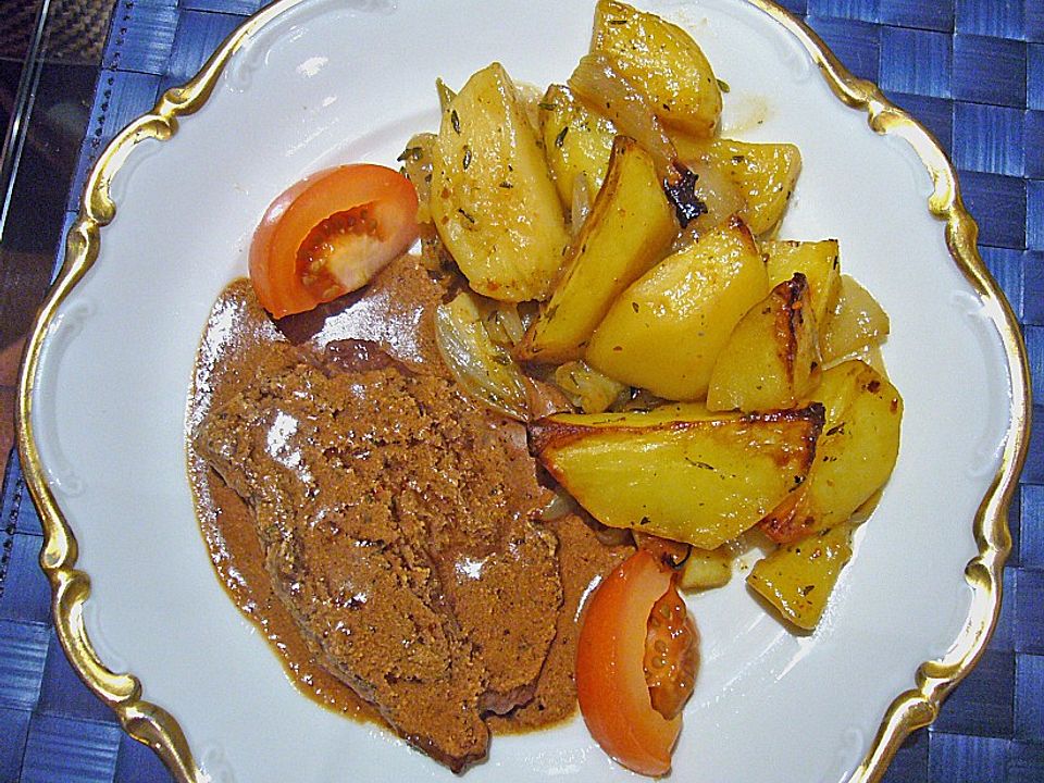 Straußensteaks mit Ofenkartoffeln von knobichili| Chefkoch