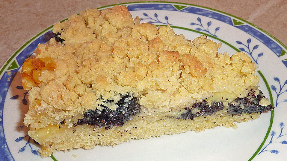 Pudding Schnitten mit Mohn und knusprigen Streuseln von pinktroublebee