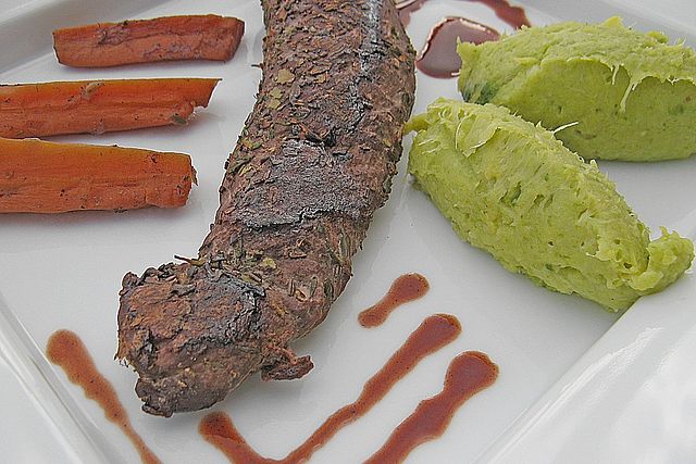 Wildhasenrücken mit Rotwein - Orangen Reduktion von wabbi