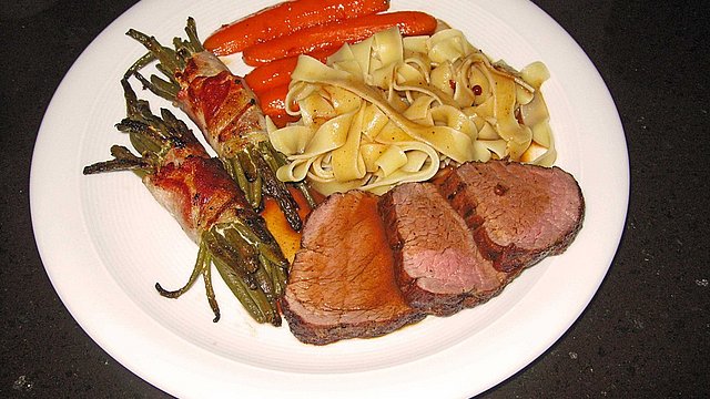 Rinderlende bei Niedertemperatur gegart