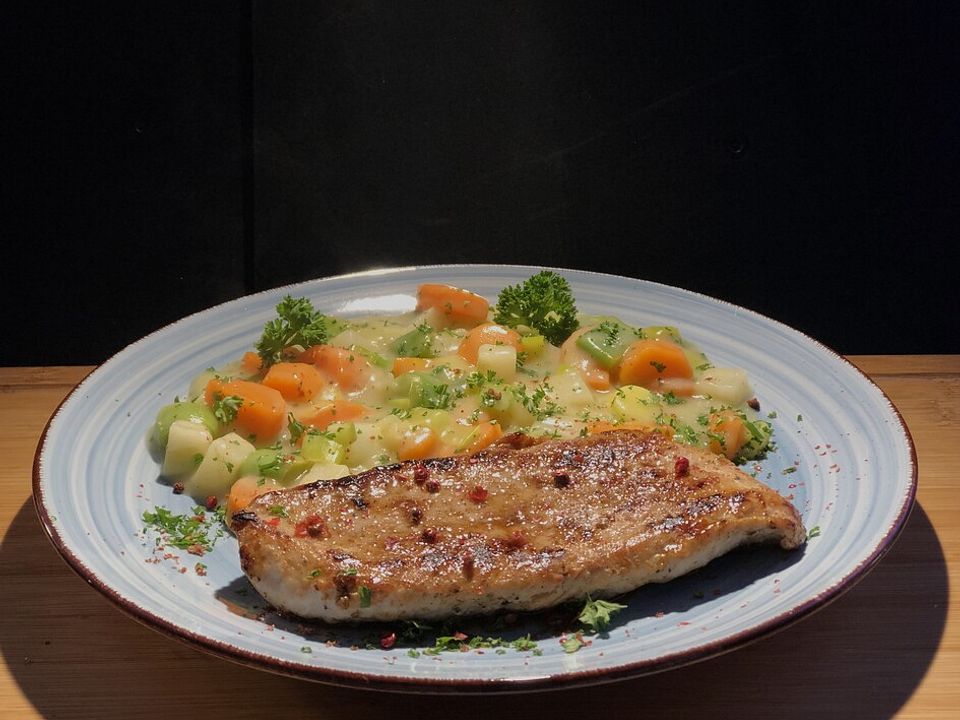 Naturschnitzel mit Gemüsesoße von bunny_700| Chefkoch