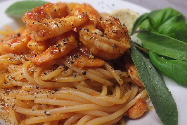 Spaghetti aglio olio e scampi von fruechtemuesli