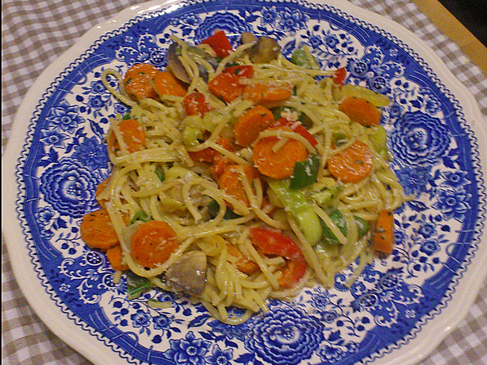 Gemüsespaghetti In Der Pfanne