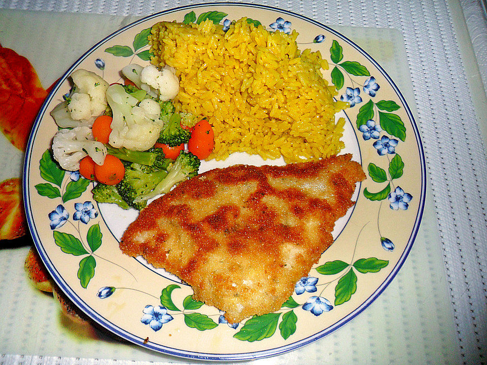 Schollenfilet paniert, mit Curryreis und Kaisergemüse von hulkholler ...