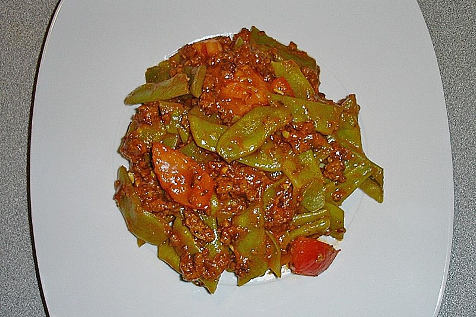 Grüne Bohnen mit Hackfleisch und Tomaten von Gittili