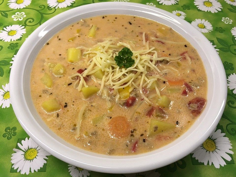 Die gesündere Cheeseburger Suppe von downhillcat| Chefkoch