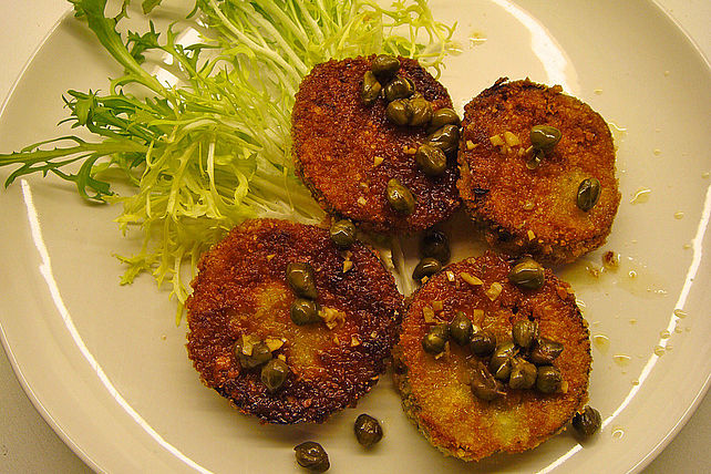 Panierte Auberginen mit Kapernvinaigrette von Pannepot| Chefkoch