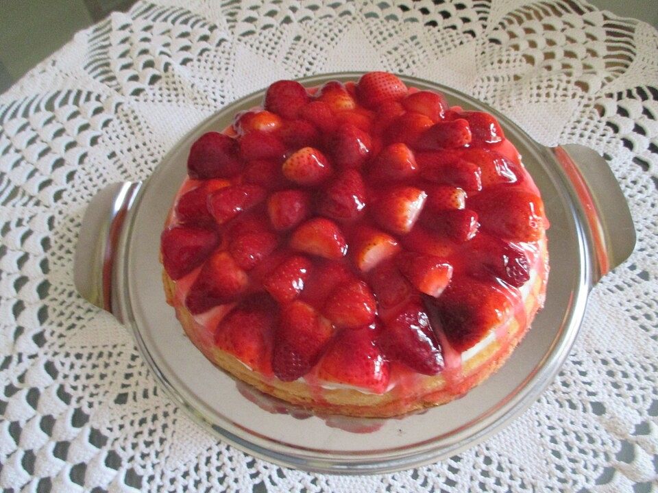 Fabelhafte Erdbeerkuchen Mit Pudding Ohne Tortenguss Bild