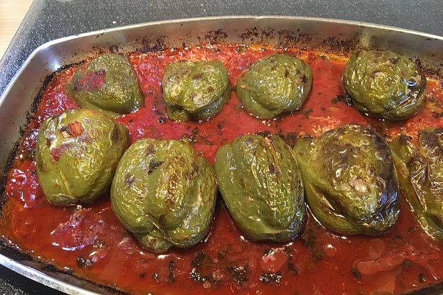 Jemista - grüne Paprika gefüllt mit Reis, griechisch von KristaMak ...