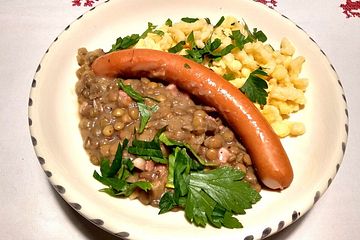 Linsen, Spätzle und Saitenwurst von MCeesay| Chefkoch