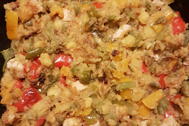 Kartoffel-Bohnen-Pfanne mit Hähnchen von Blubbel321