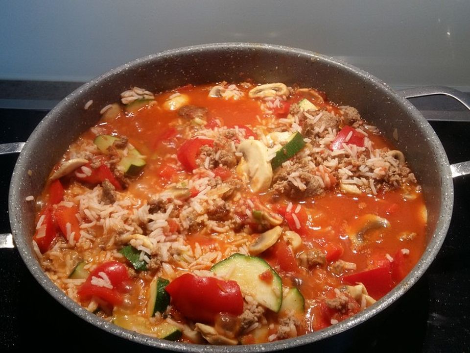 Reispfanne mit Gehacktem, Paprika und Zucchini von KarinJancke| Chefkoch