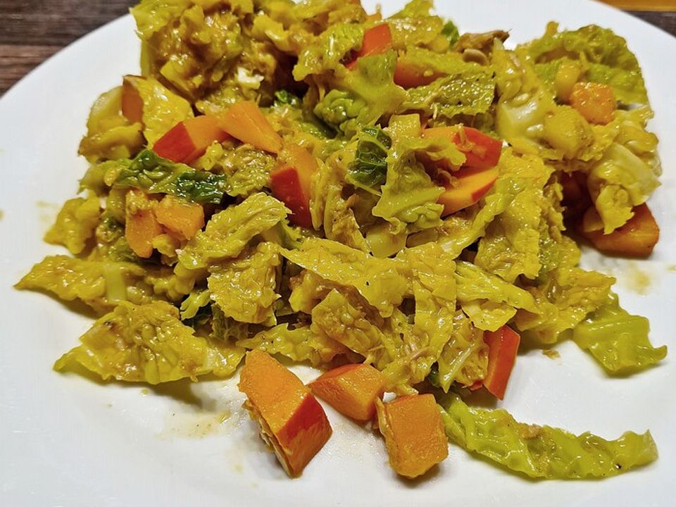 Wirsing-Kürbis-Curry mit Thunfisch von monhe| Chefkoch