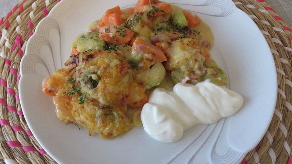 Süßkartoffel-Rosenkohl-Auflauf von Juulee| Chefkoch