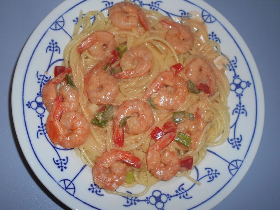 Spaghetti mit Scampi in Weißweinsauce von tami_ebenhofer| Chefkoch