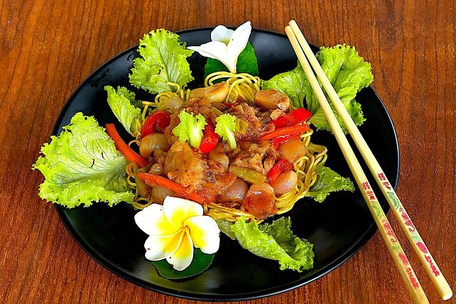 Frittiertes Nudelnest mit Cap Cay Ayam von dieter_sedlaczek| Chefkoch