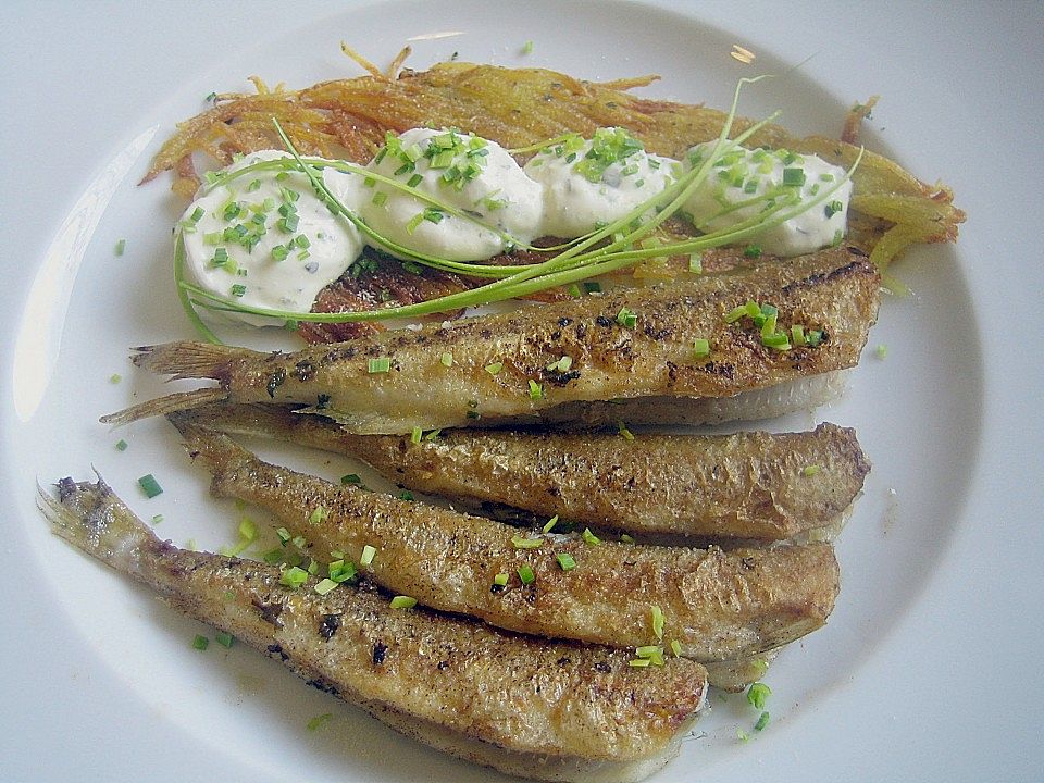 Stinte mit Kartoffelstroh und Kräuterquark von schrat| Chefkoch