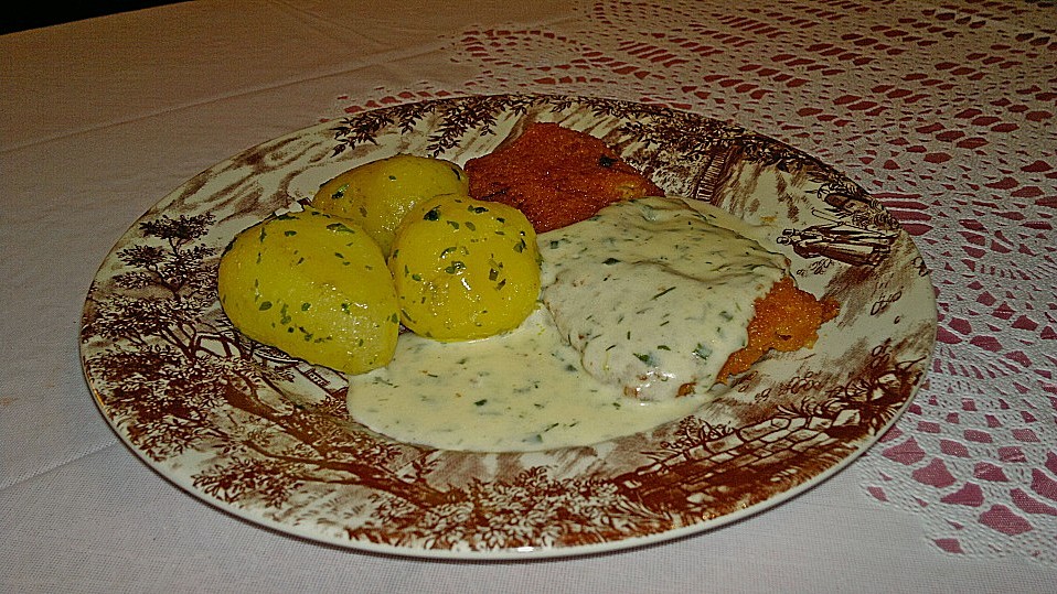 Dill - Sahne - Soße zu gebratenem Fisch von sweetandjuicy