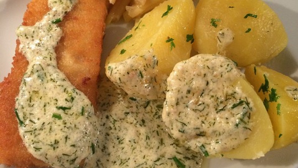 Dill - Sahne - Soße zu gebratenem Fisch von sweetandjuicy